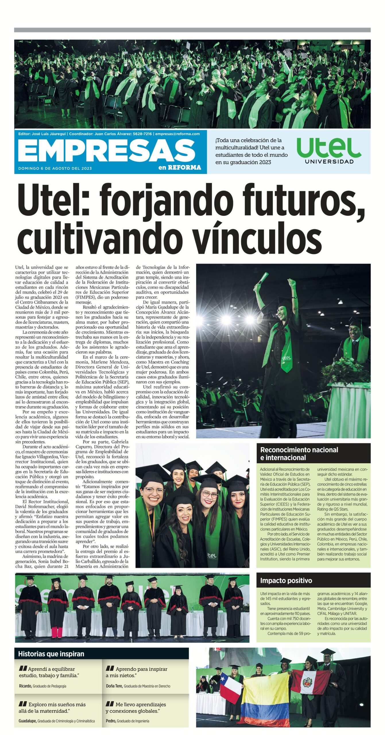 Periódico Reforma | Celebramos la Magna Graduación Utel 2023 - BLOG | Utel