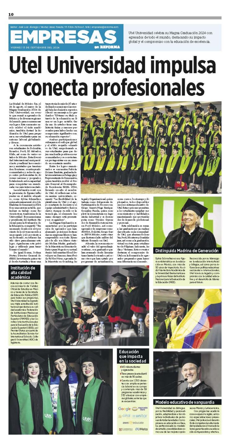 Periódico Reforma | Magna Graduación en Ciudad de México Utel 2024 - BLOG | Utel